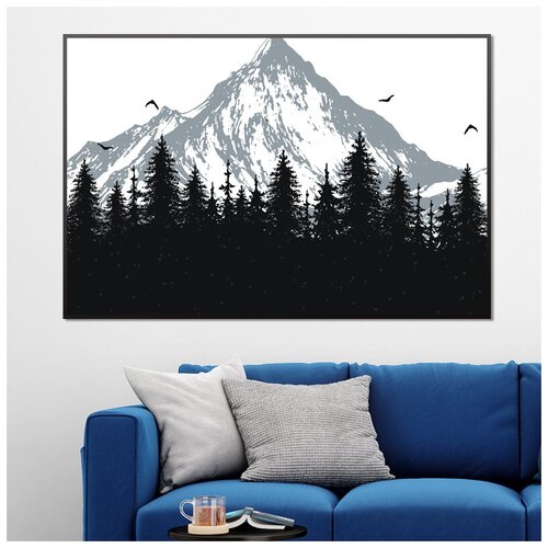 Постер Черно-белые лес и горы 40х30 см в тубусе ПолиЦентр