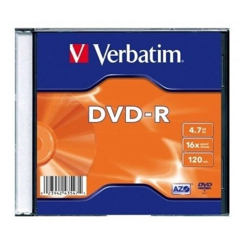 Verbatim Диск DVD-R 4.7Gb 16x Slim 1 шт