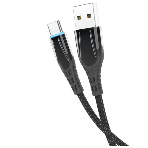 Кабель OLMIO SmartLED, USB 2.0 - Type-C, 1.2м, 2.1A, черный,