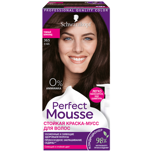 Perfect Mousse стойкая краска-мусс для волос, 365, Темный шоколад, 90 мл