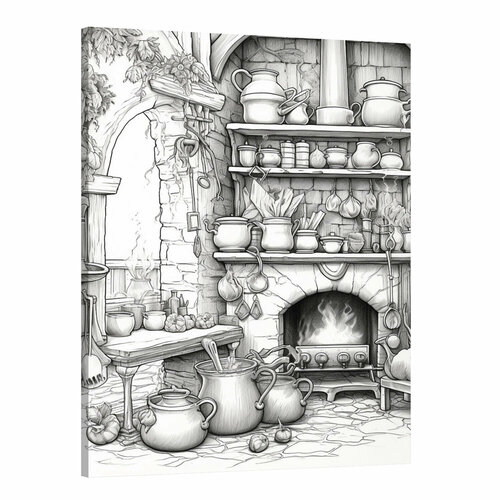 Интерьерная картина 50х70 "Ведьмина кухня: кулинарное колдовство"