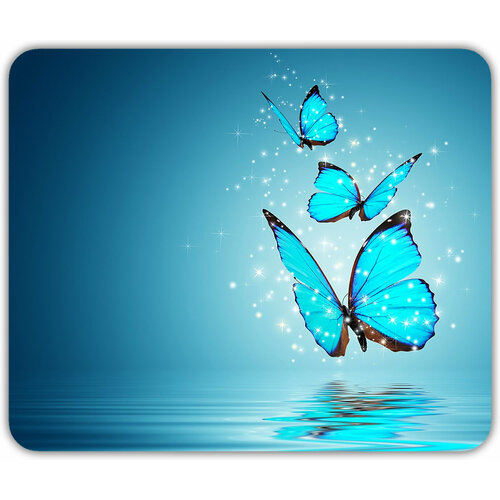 Коврик для мыши "Голубые бабочки" (24 x 20 см x 3 мм)