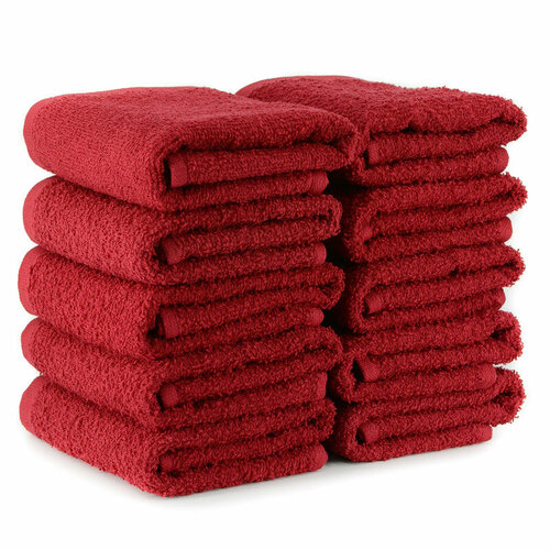 Набор полотенец махровых 10шт 30х50см для рук, темно-бордовый