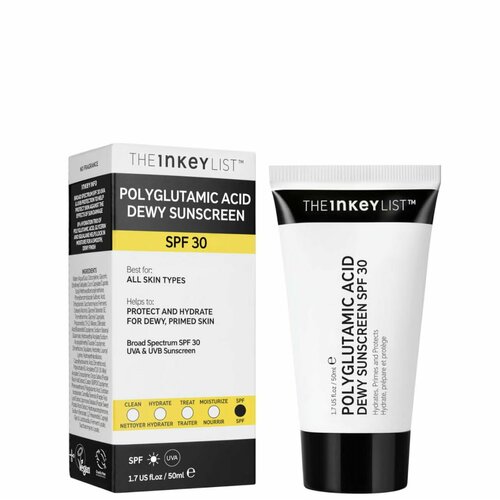 The INKEY List Крем для ухода за кожей с полиглутаминовой кислотой и спф30 Polyglutamic Acid Dewy Sunscreen SPF30 50ml
