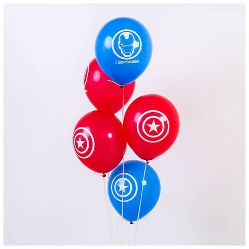 Воздушные шары "С Днём Рождения", Мстители, 5 шт, 12"