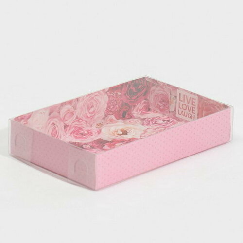 Коробка для макарун с подложками, кондитерская упаковка Live Love Laugh, 17 x 12 x 3.5 см, 5 шт.