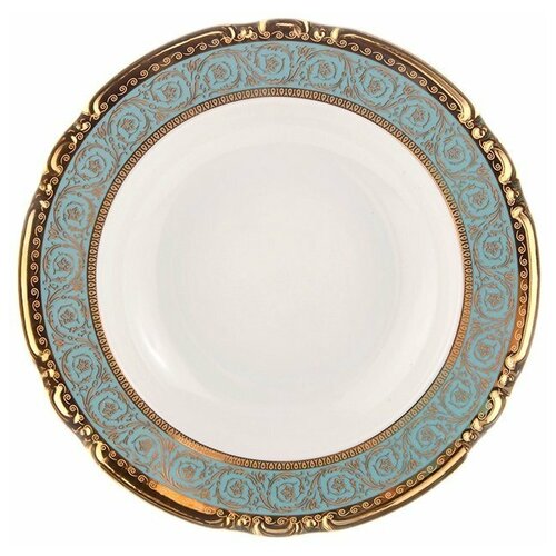 Набор тарелок 23 см 6 шт глубокие Thun "Констанция /Серо-голубая полоса с золотом" / 105314