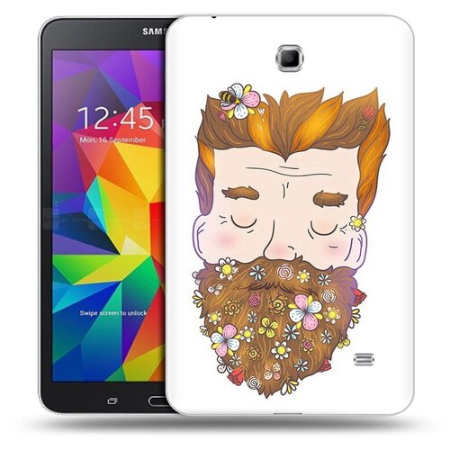 Чехол задняя-панель-накладка-бампер MyPads мужчина с цветами в бороде для Samsung Galaxy Tab 4 7.0 SM-T230/T231/T235 противоударный