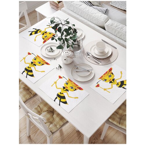 Комплект салфеток JoyArty "Пчелка с сердечком" для сервировки стола (32х46 см, 4 шт.)