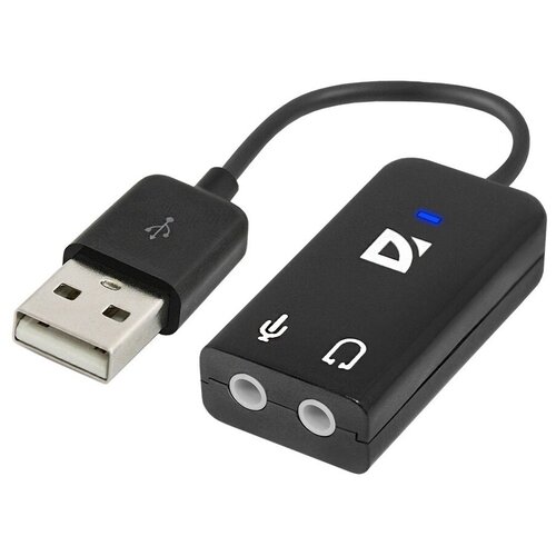 Внешняя USB звуковая карта с USB на 2xJack 3.5 Defender 0.1м черная