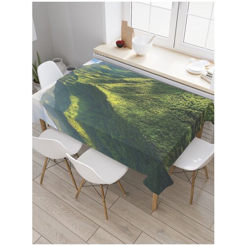 Скатерть прямоугольная JoyArty "Зеленеющая гора" из сатена, 180x145 см