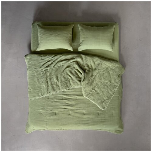 Муслиновое одеяло 160х240 см, цвет зеленый