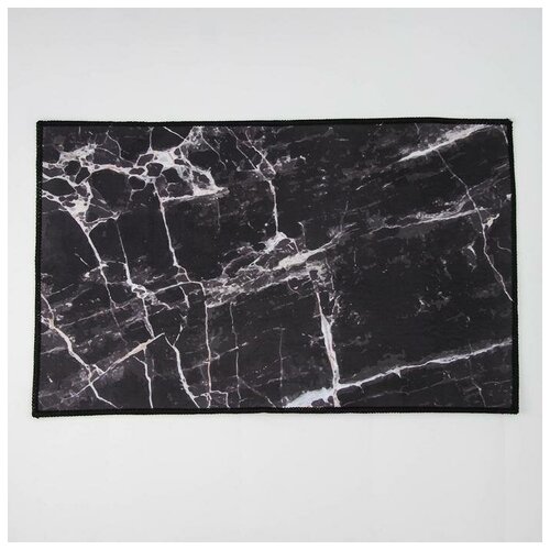 Коврик Доляна "Мрамор", 50х80 см, цвет чёрный