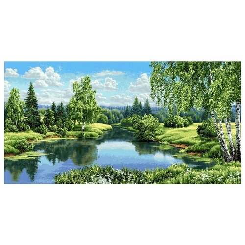 Картина гобеленовая без рамы(купон)100х50 см "Пейзаж с березами"