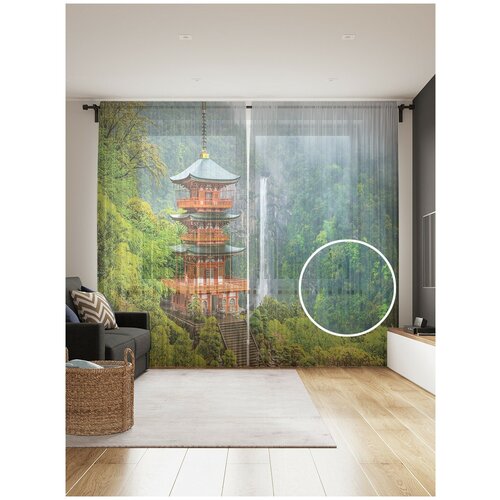 Фототюль JoyArty "Японская архитектура", 145x265см (2 полотна со шторной лентой + 50 крючков)