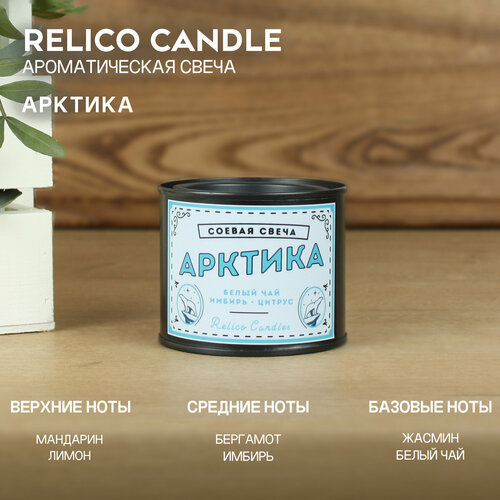 Свеча ароматическая из соевого воска "Арктика" в подарочной упаковке