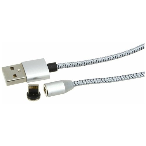 Шнур USB дата-кабель совместимый с iPhone 5 1м оплетка ткань магнитный 360*