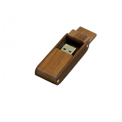 Раскладная деревянная прямоугольная флешка (128 Гб / GB USB 2.0 Красный/Red Wood3 трансформер)