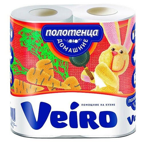 Полотенца бумажные бытовые, спайка 2 шт 2-х слойные, (2х27.5 м), VEIRO Classic Plus, белые, 6п22