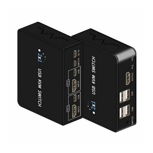 HDMI KVM переключатель 2х1 поддержка 4K60Hz + 2USB порта