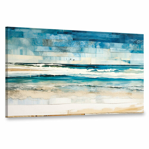 Интерьерная картина 100х60 "Пейзаж с песчаным пляжем и морем"
