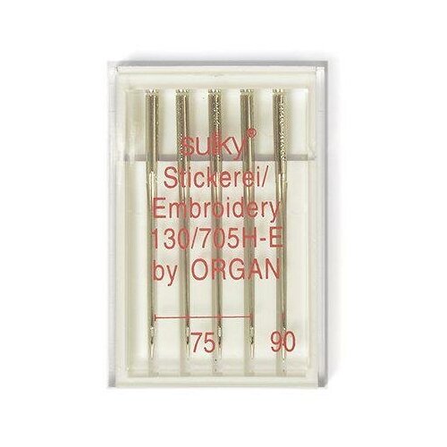 Иглы вышивальные для бытовых швейных машин "Organ", №75-90, 5 штук