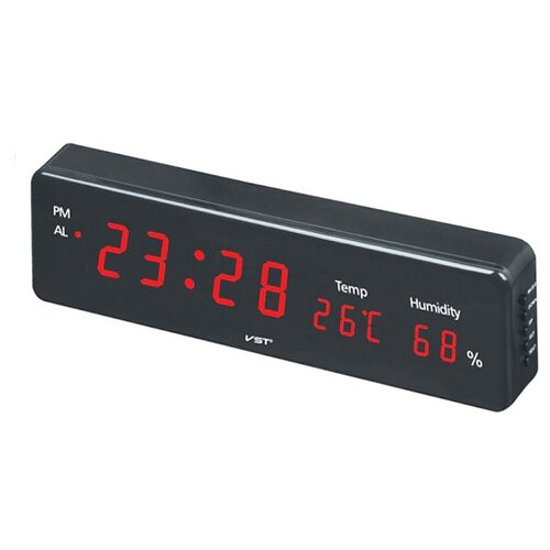 Часы настенные электронные цифровые c термометром и гигрометром цифры красные