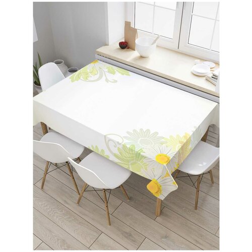 Скатерть прямоугольная JoyArty на кухонный стол "Ромашки" из оксфорда, 180x145 см