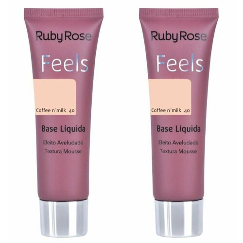 RUBY ROSE Тональная основа Feels almond Кофе с молоком, 2 шт