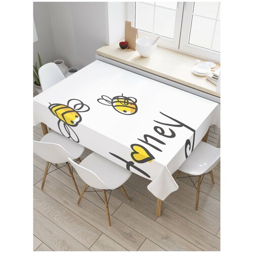 Скатерть прямоугольная JoyArty на кухонный стол "Медовые пчелки" из оксфорда, 120x145 см