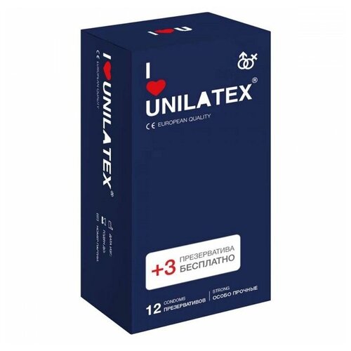 Презервативы ультрапрочные, Unilatex Extra Strong, 12 шт + 3 шт в подарок