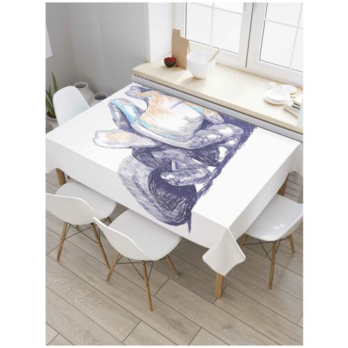 Скатерть прямоугольная JoyArty на кухонный стол "Опасный маневр" из оксфорда, 120x145 см