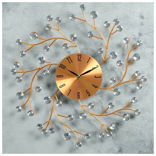 Часы настенные, серия: Ажур, "Цветы сакуры", плавный ход, d 38 см, циферблат 13 см