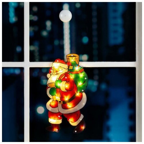 Luazon Lighting Светодиодная фигура на присоске «Дед Мороз» 22 × 44 см, пластик, батарейки АААх3 (не в комплекте), свечение тёплое белое