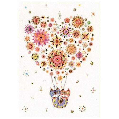 Открытка TURNOWSKY «Воздушный шар-сердце с котами» (MO6580)