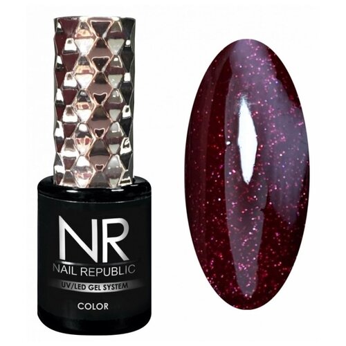 Nail Republic гель-лак для ногтей Color, 10 мл, 10 г, 435 мерцающий бордовый турмалин