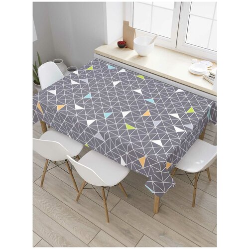 Скатерть прямоугольная JoyArty на кухонный стол "Треугольные пункты" из оксфорда, 180x145 см
