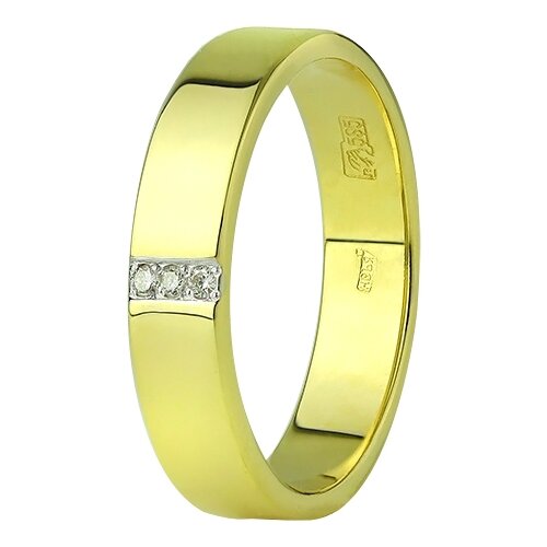 Кольцо обручальное Юверос, желтое золото, 585 проба, бриллиант, размер 16, белый
