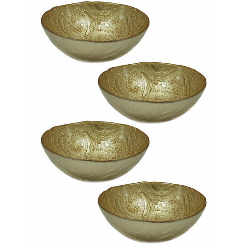 Набор салатников Аксам "Пейсли золото"стекло 4шт диаметр 15см