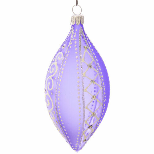 Елочка Стеклянная елочная игрушка Кружевница 13 см фиолетовая, подвеска С 2015
