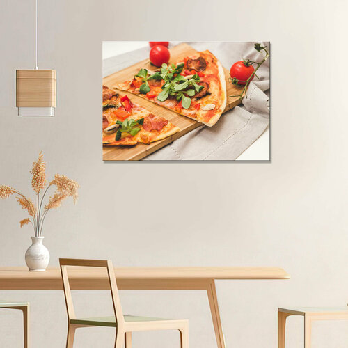 Картина/Картина на холсте для интерьера/Картина на стену/Картина для кухни/ - Аппетитный кусочек пиццы(1) 50х70