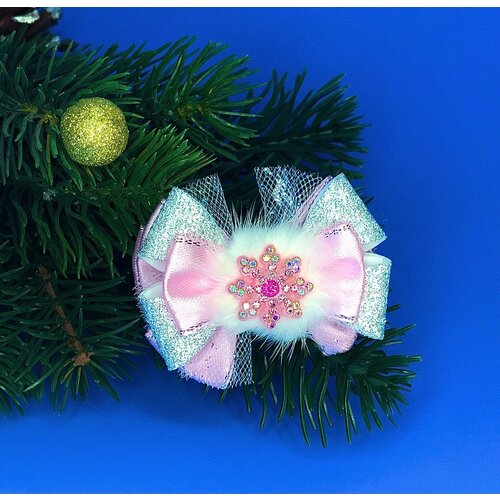 Бантики для девочек "Розовая снежинка" ручной работы