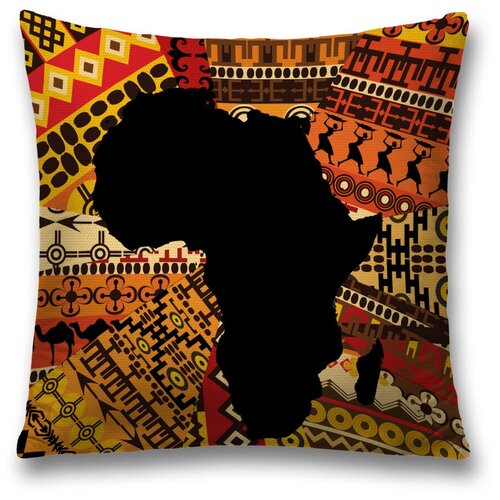 Наволочка декоративная на молнии, чехол на подушку JoyArty "Силуэт Африки" 45х45 см