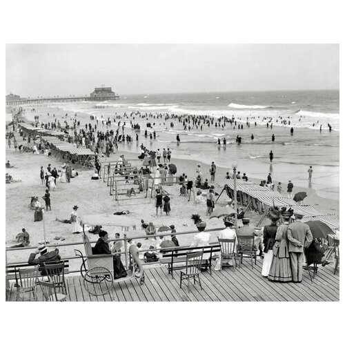 Постер на холсте Пляж в Атлантик сити (Beach in Atlantic City) №1 65см. x 50см.