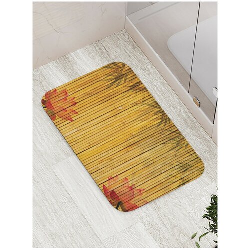 Коврик JoyArty противоскользящий "Бамбуковое заграждение с цветами" для ванной, сауны, бассейна, 77х52 см