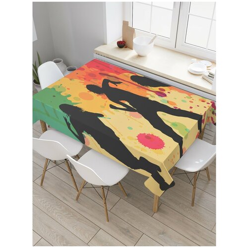 Скатерть прямоугольная JoyArty на кухонный стол "Свободные танцы" из оксфорда, 120x145 см