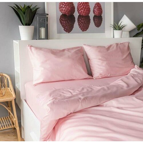 Комплект постельного белья "Розовый", 1,5 спальный , Египетский хлопок, наволочки 70x70