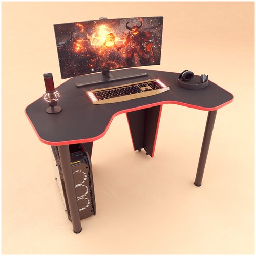 Угловой геймерский компьютерный стол , Черно-красный