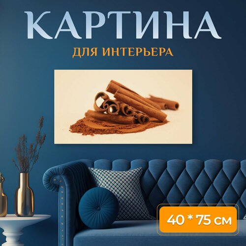 Картина на холсте "Корица, еда, продуктовый магазин" на подрамнике 75х40 см. для интерьера