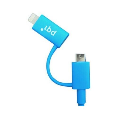 PQI Переходник microUSB Lightning 0.9м PQI PQI-iCABLE-DuPlug90-BL круглый синий